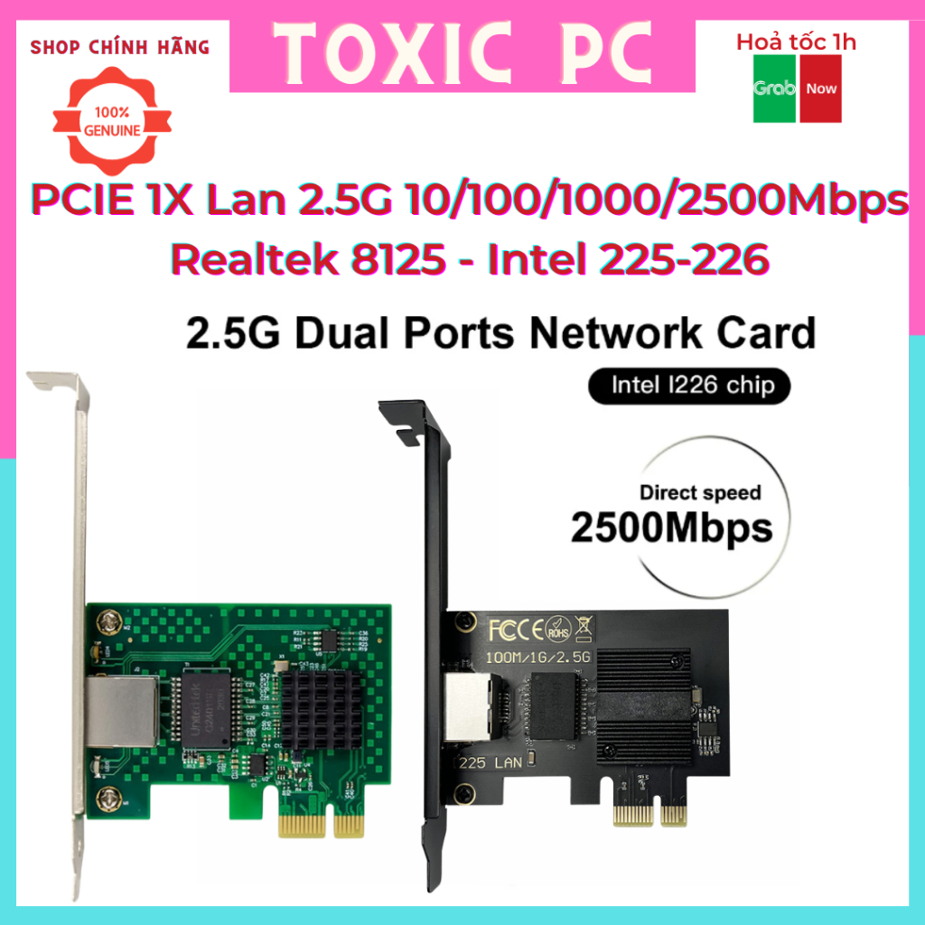 PCI-E 2.5G Ethernet Network Card RTL8125B , i225 , i226 10 / 100 ...