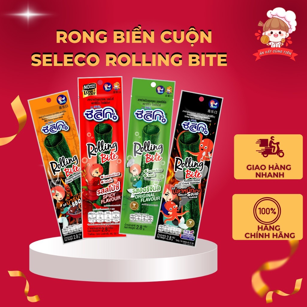 Seleco Rolling Bite Traditional Crispy Grilled Seaweed Rolls 2.8g (Lot ...