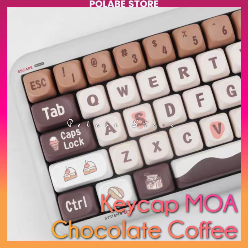 Keycap MOA Chocolate Coffee MOA profile PBT Dyesub mechanical keyboard ...