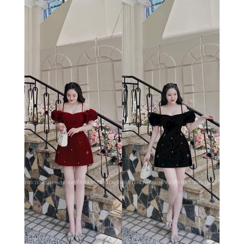 Fashionable women's dress to wear out CNY hard velvet material two-wire off shoulder with ...