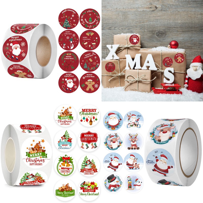 Roll of 500 stickers to decorate Christmas gift boxes, invitations ...