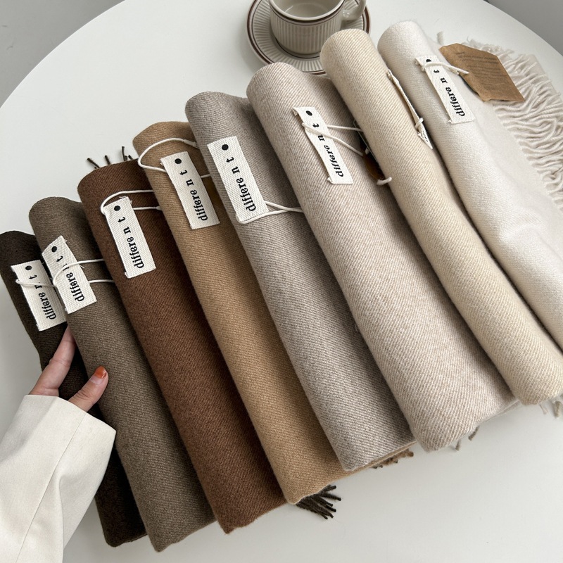 Different tone plain scarf in Neutral color, Cashmere, soft wool felt ...