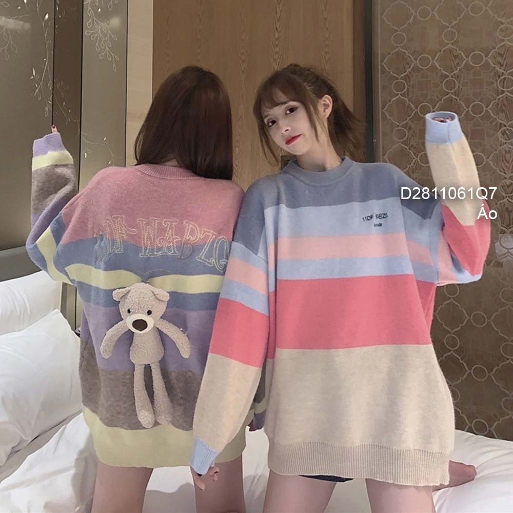 Qc sweater with wide striped hem!(Real photos taken by the shop ...