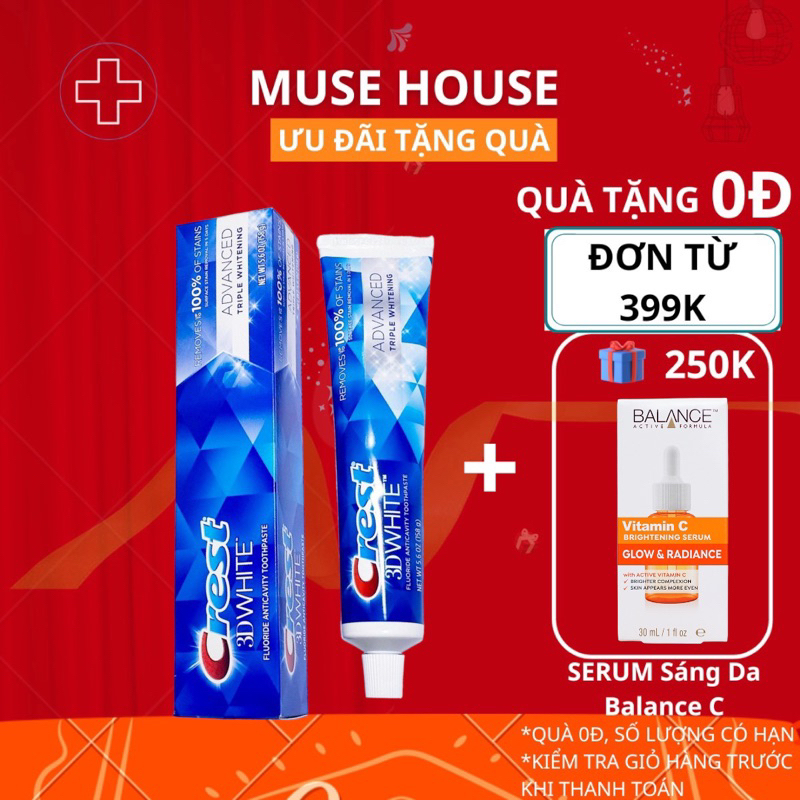 Crest 3D White Advanced Triple Whitening Toothpaste 158g - Muse House | Shopee Malaysia