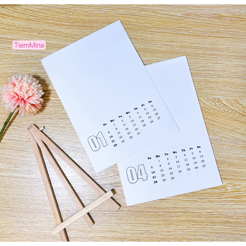 Self-drawn desk calendar Set 2024 - Size A6/A5 (vertical) with pre ...