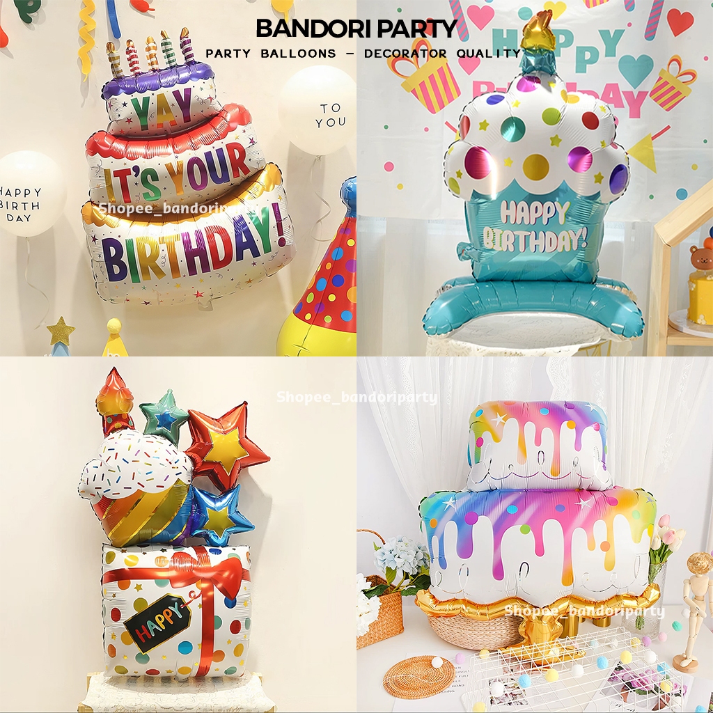 Birthday Cake Balloons Aluminum Glass Bandori Birthday Decoration ...