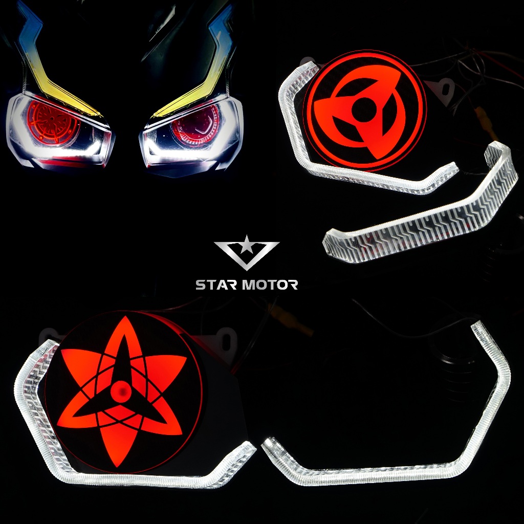BMW C-shaped 3D LED ring set with Sharingan rotating face for AB, SH ...