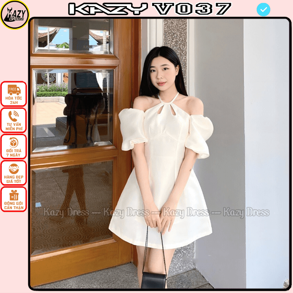 Tafta party DRESS with flared halter neck, KAZY DRESS V037 lady's off-the-shoulder party DRESS ...