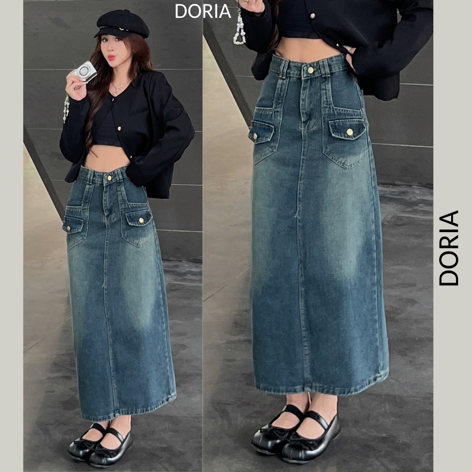 Doria women's high-waist jeans skirt with 2 front cover pockets ...