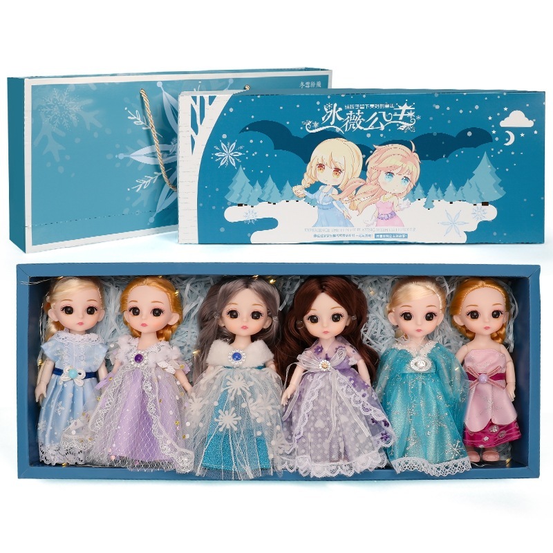 Doll Set Gift Box 6 Princess Elsa Anna - Cute Cloudy Hair For Girls ...