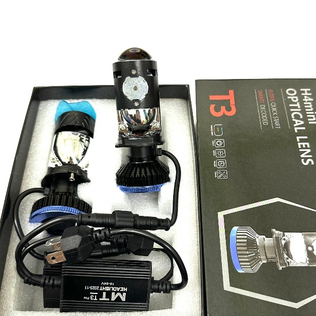 H4 T3 Mini Ball LED Headlight White Light and Purple Glass (With ...