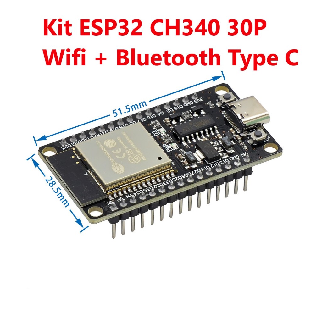 Kit ESP32 CH340 30P Wifi + Bluetooth Type C port, Kit ESP32 CP2102 30P Wifi Micro port | Shopee ...