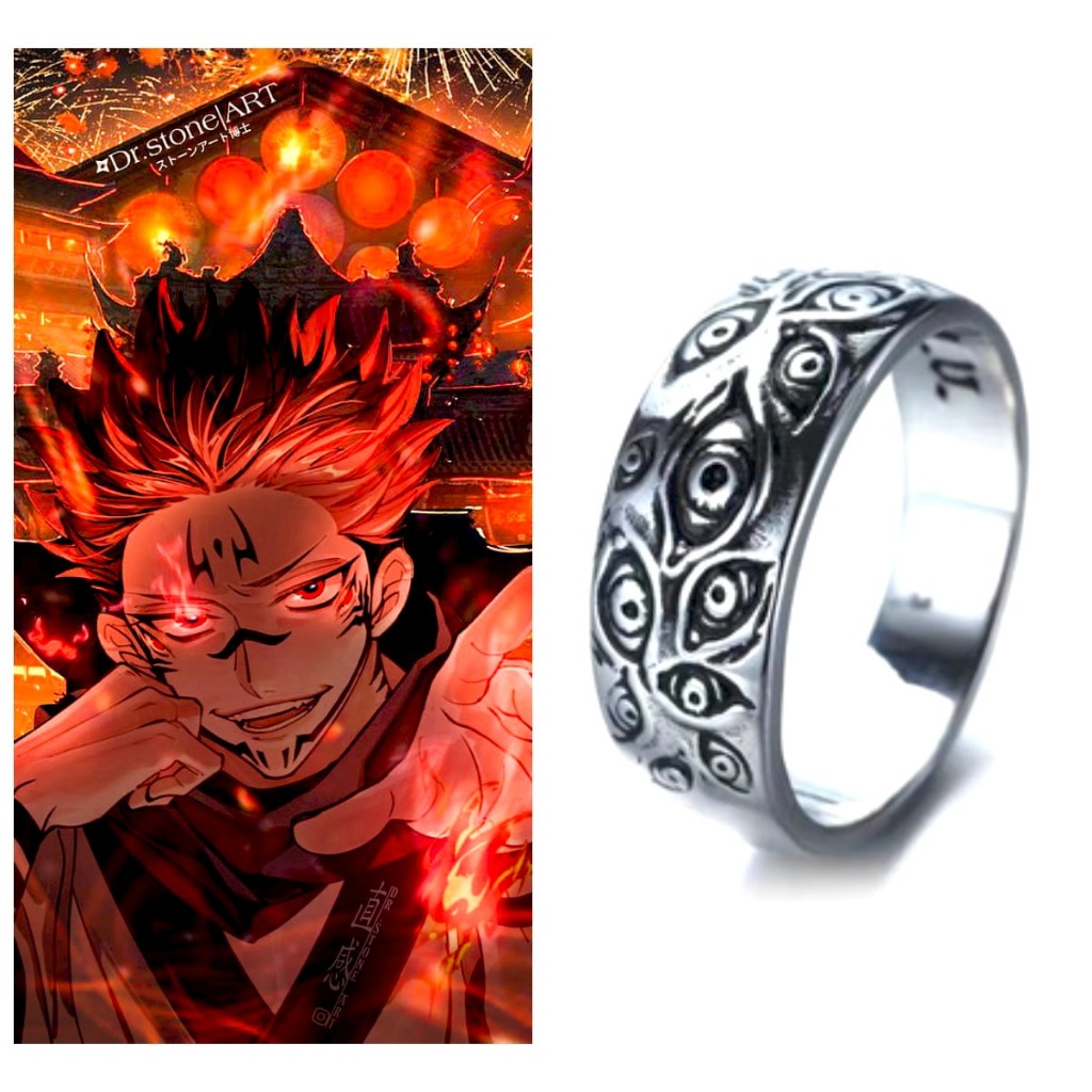 Unisex ring with death eyes Sukuna cosplay Jujutsu Kaisen Anime manga ...