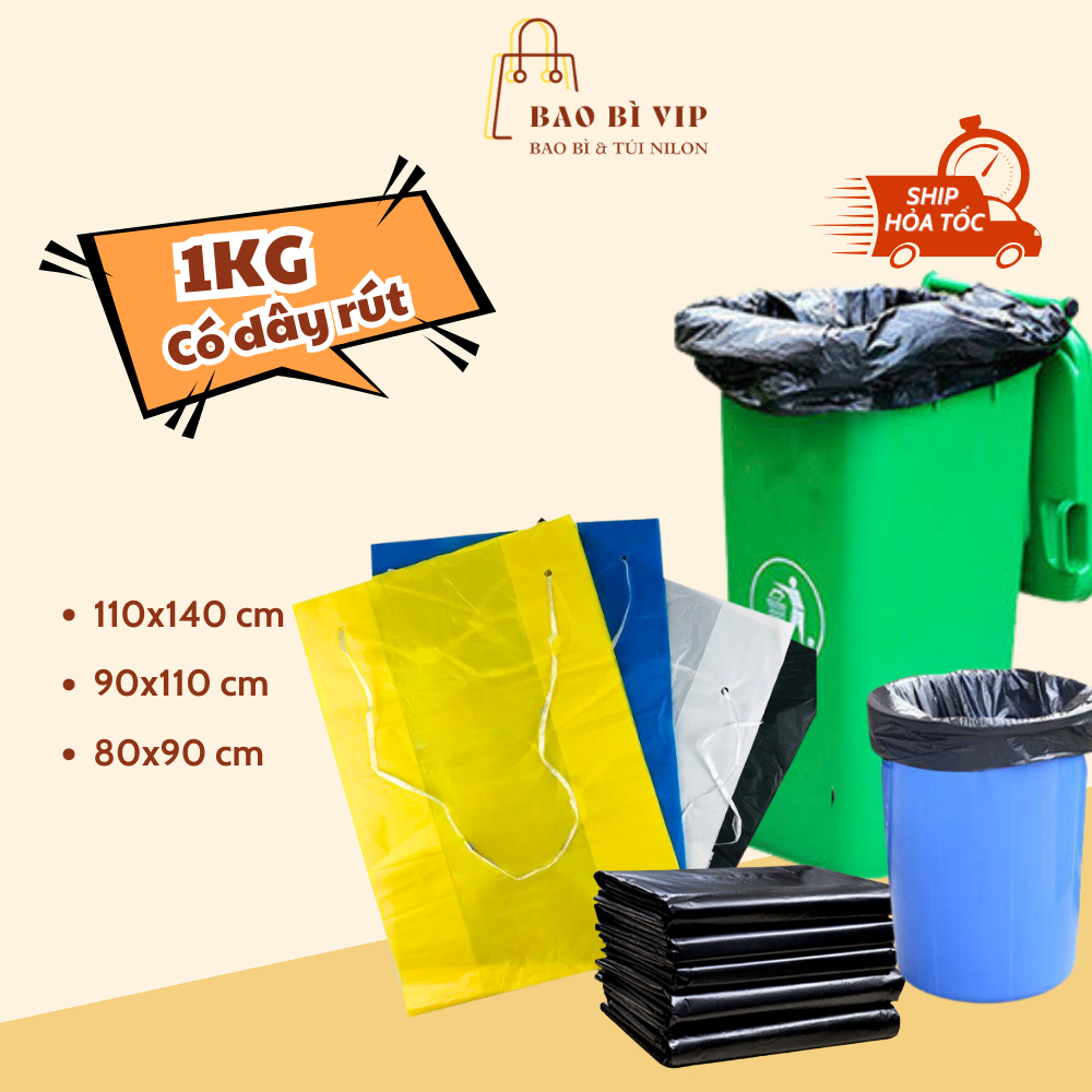 Trash bag with drawstring, 1kg/bag of waste bag without handle, green ...