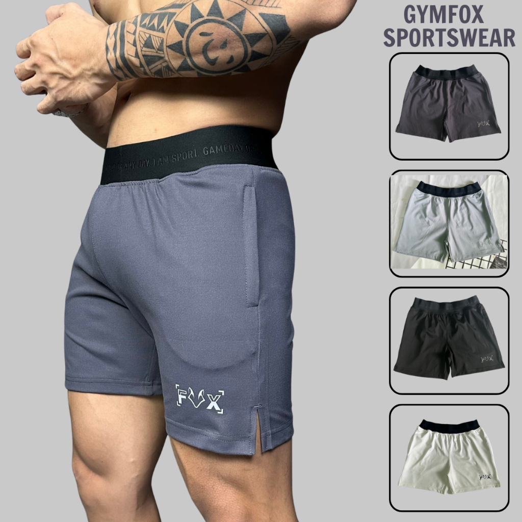 Slim Form Sports Shorts with Slit Back in Poly Cotton Blend with Zipper ...