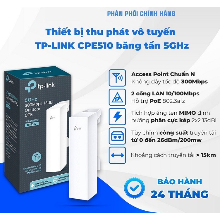 Outdoor wireless transceiver, 13dBi elevator TP-Link CPE510 5Ghz frequency, transmission ...