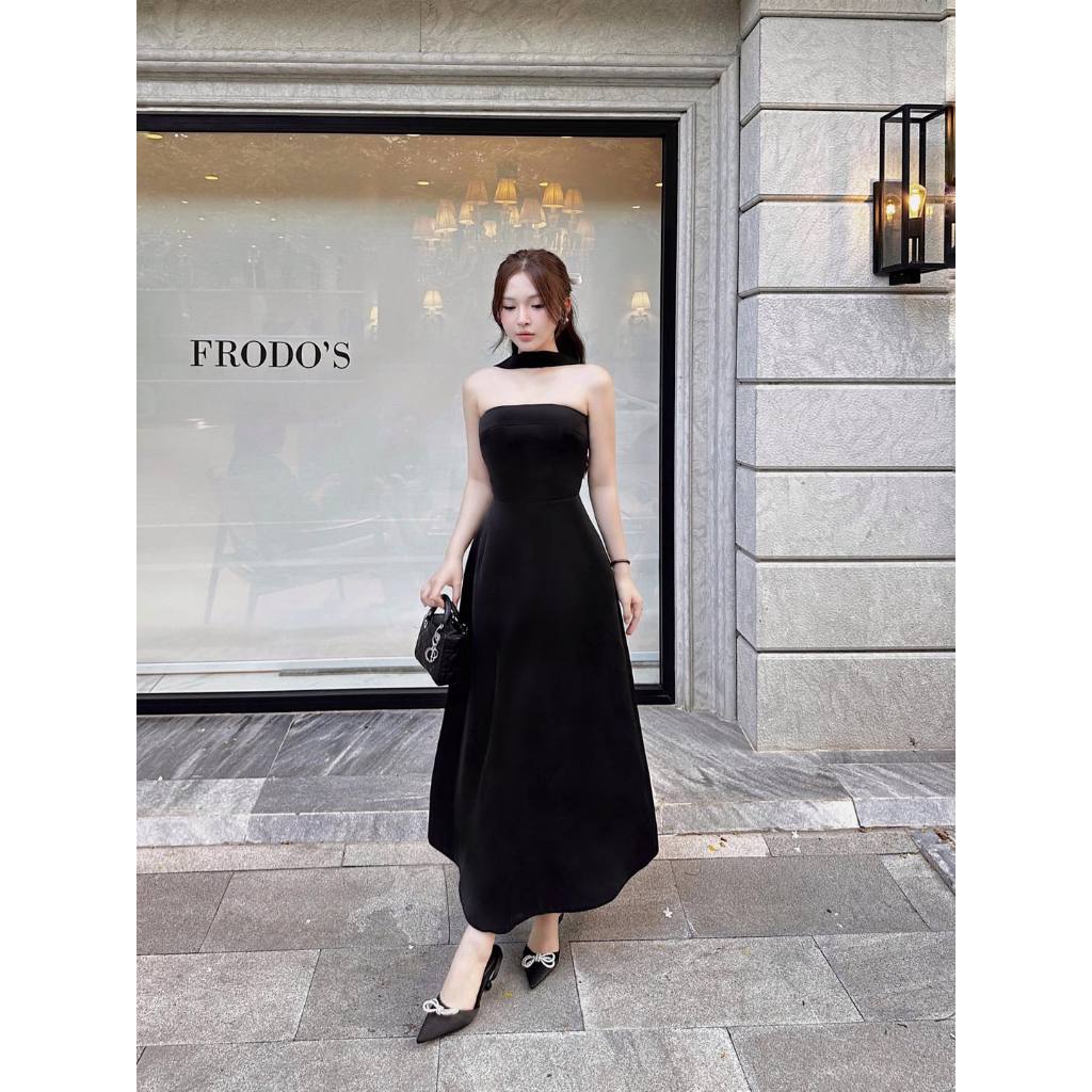 Cyn Dress with flared strapless party Dress with joker collar | Shopee ...