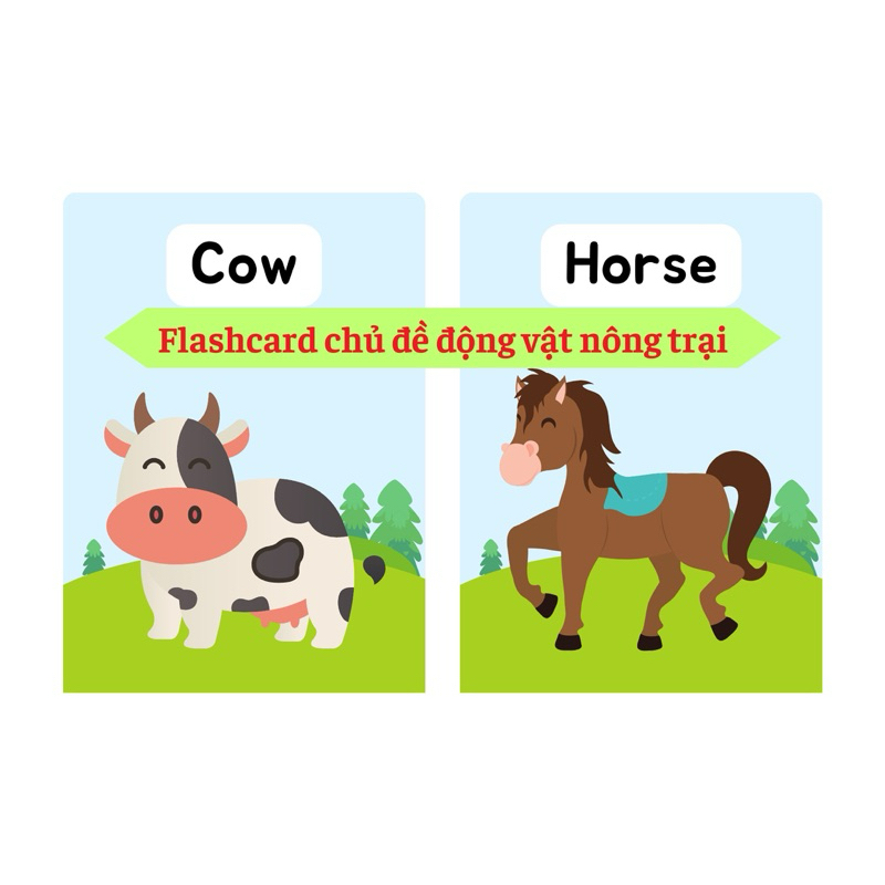 Set of 12 laminated learning cards with farm animal theme flashcards ...