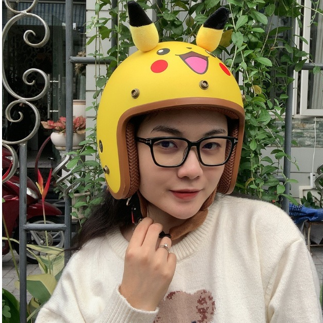 Pikachu Cartoon 3/4 Helmet with Super Cute Ears and Blade | Shopee Malaysia