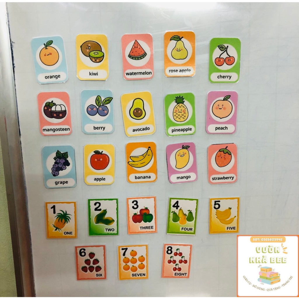 Fruit-themed picture learning materials with Numbers from 1 to 8 Fruits ...