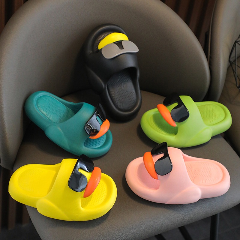 Duck sandals, super soft bread sole, super cool duck wearing glasses ...