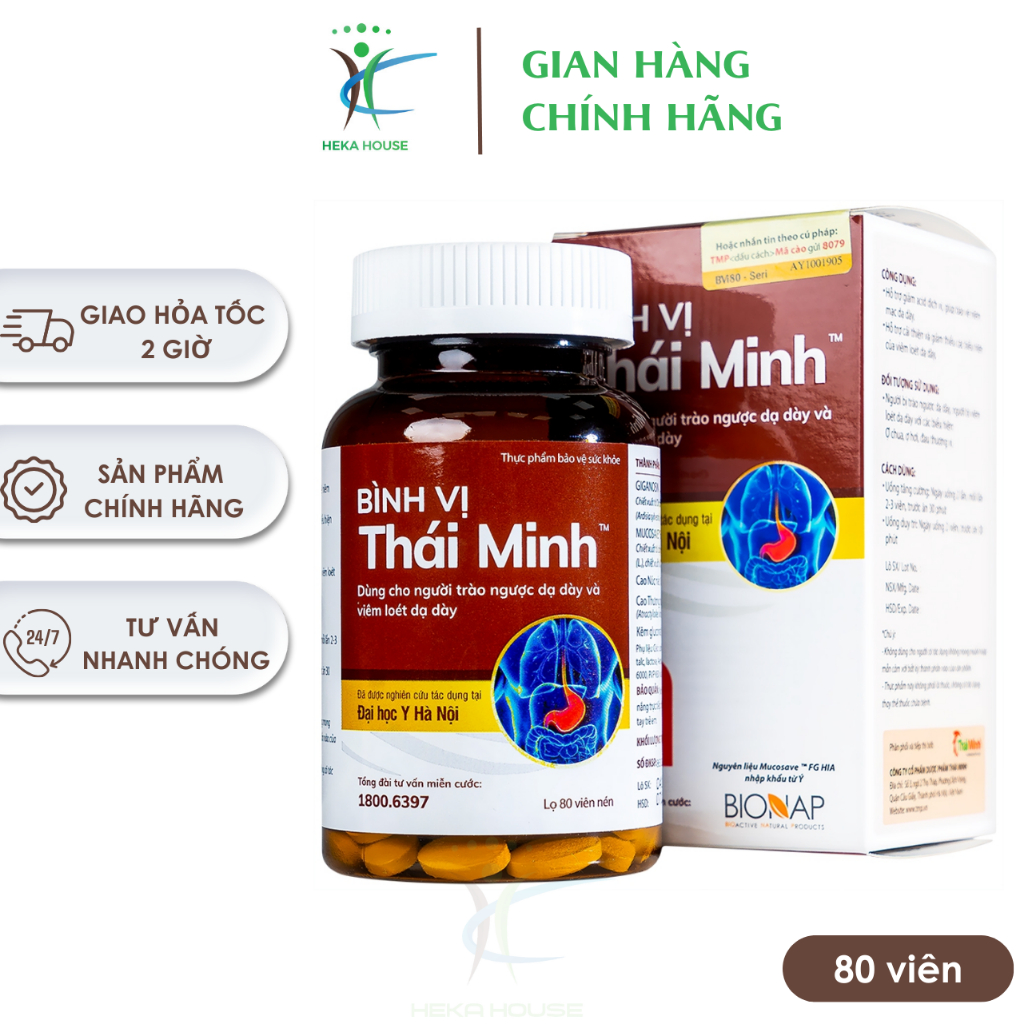 Thai Minh Binh Vi Pills - For Reflux & Stomach Ulcers - Bottle of 80 ...