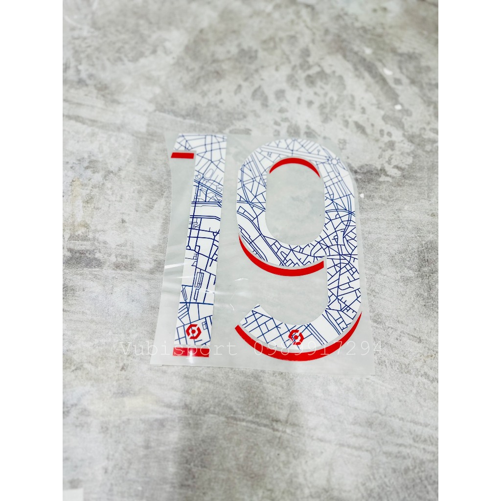 Self-ironing decal Logo with heat, PSG club football shirt number font ...