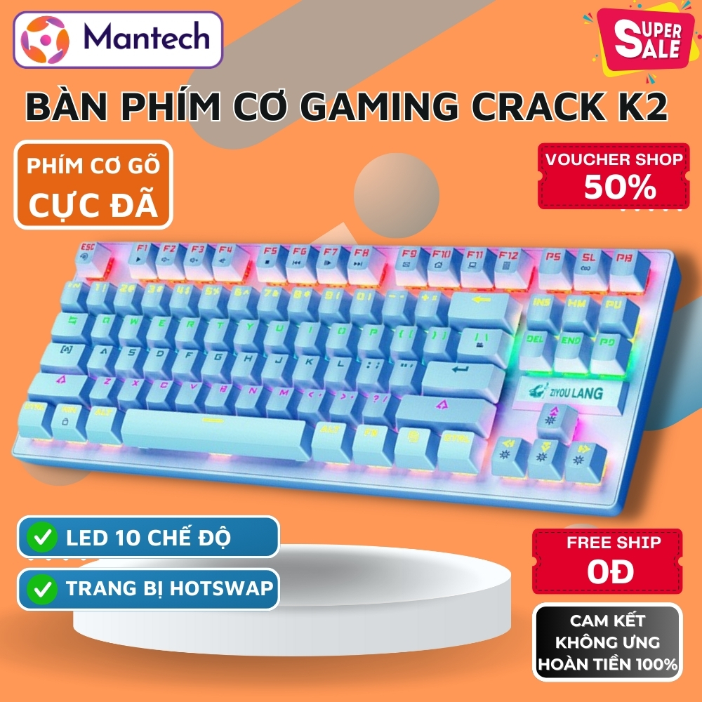 Very Beautiful K2 Led Mechanical Gaming Keyboard with Hotswap Blue ...