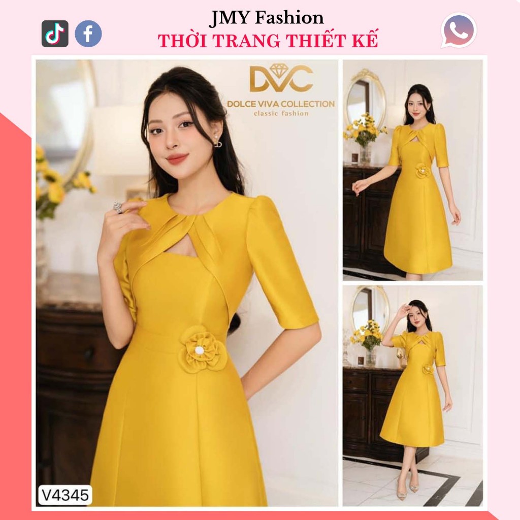 V4345 A yellow spread dress tafta party [Dolce Viva Colection (DVC ...