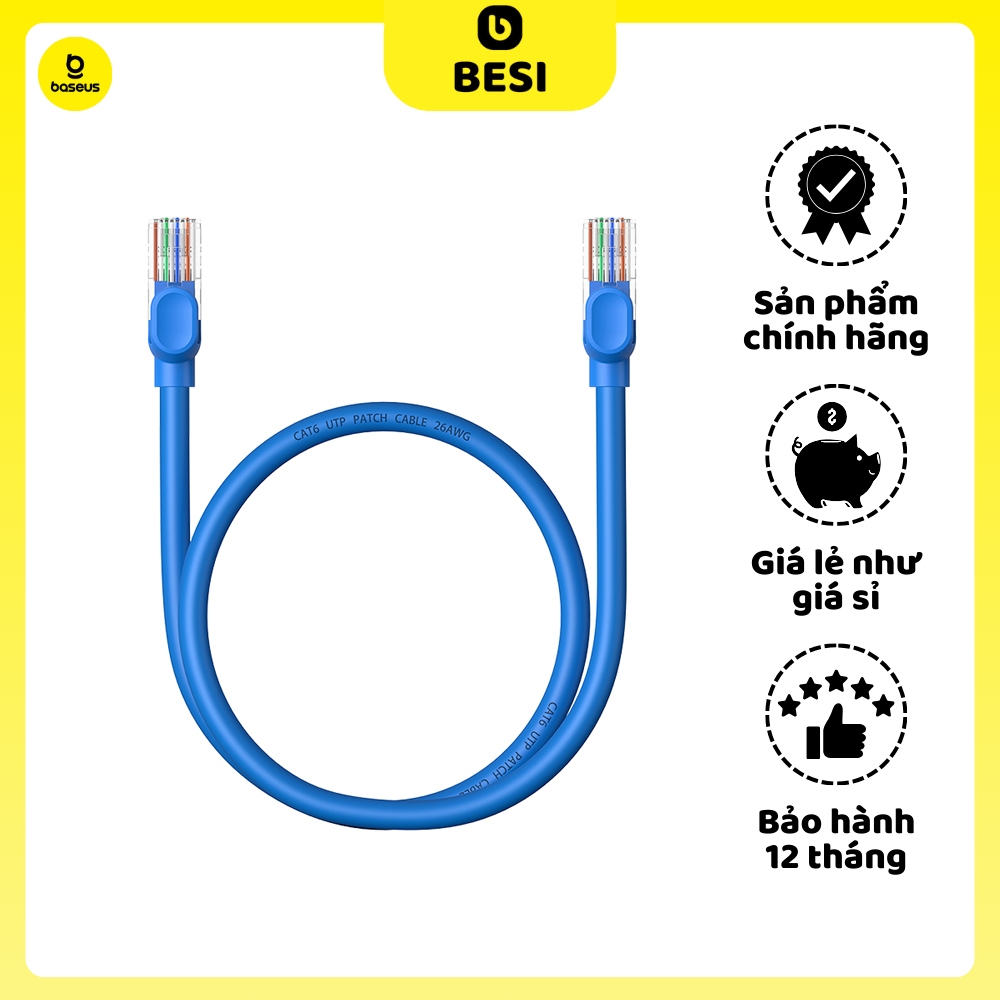 Baseus High Speed CAT6 Gigabit Ethernet Cable 2 End Lan Cable (Round ...