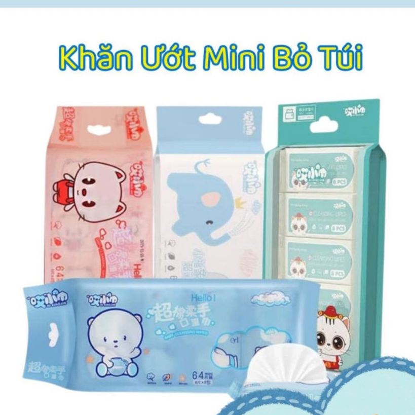 Pack Of 8 Mini Wet Tissue Bags (64 Sheets Per Bag), Pocket Design Handy ...