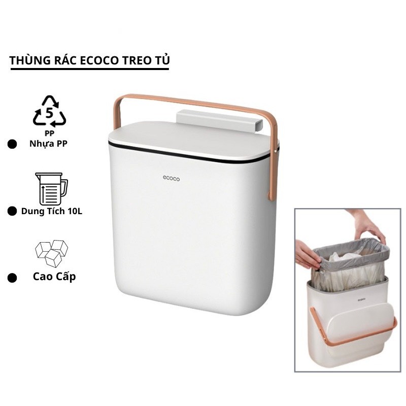 Ecoco 10L smart wall-mounted trash can for kitchen cabinets and toilets-VC24 | Shopee Malaysia