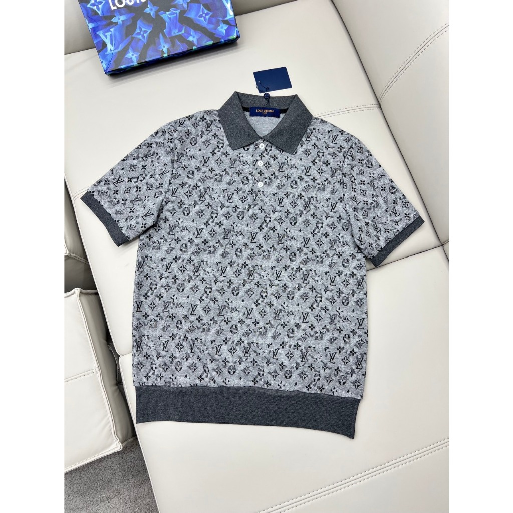 Men's polo Shirt LV Gray monogram season 23 High-End Model (The ...