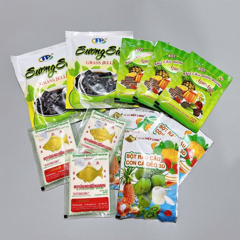 Hcm-fried JELLY POWDER, AGAR, THAI FISH, GERMAN GELATINE, Flute, SUONG ...