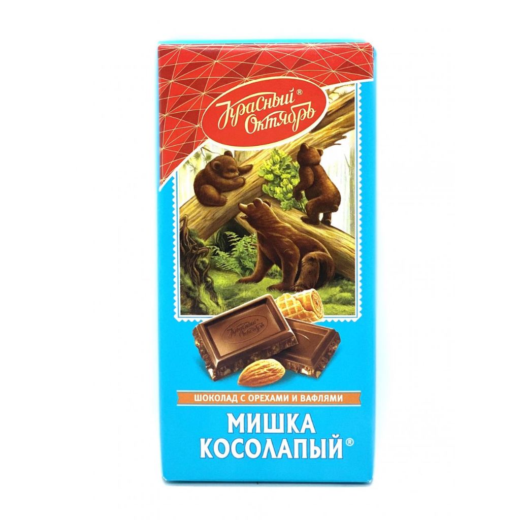 Bear chocolate bar "Mishka Kosolapy" with Russian almonds 75g | Shopee ...