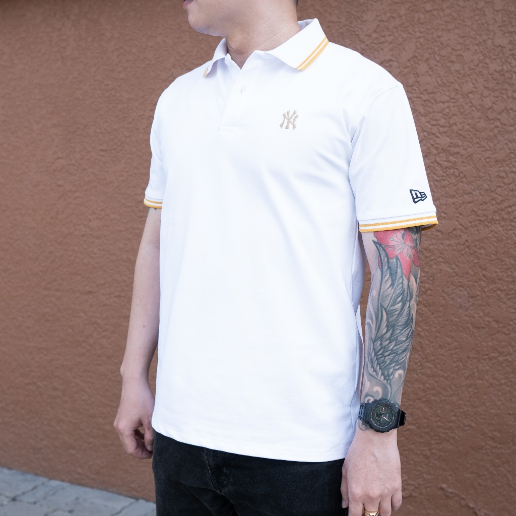 New Ra polo shirt with NY logo metallic embroidery w fabric tag, cool ...