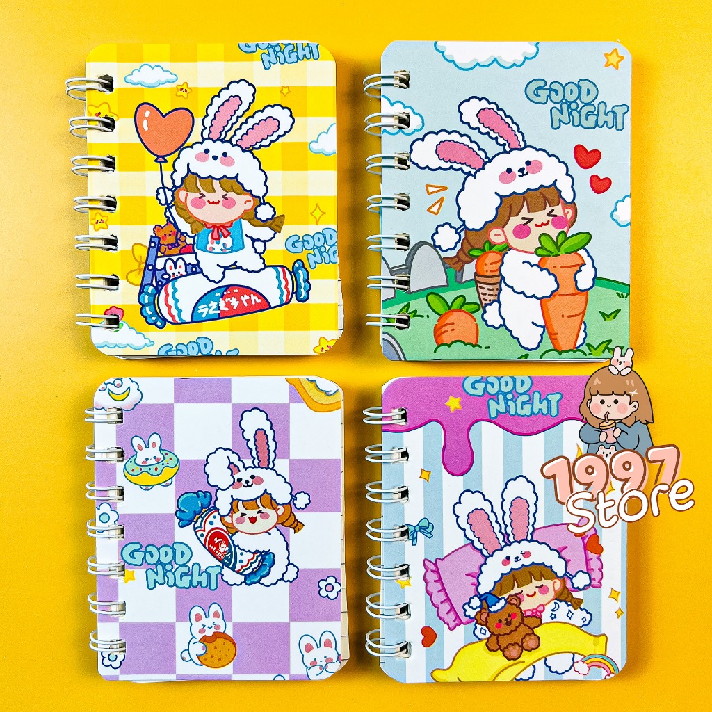XO Set of 4 Good Night spring notebooks, pocket-sized mini spring ...