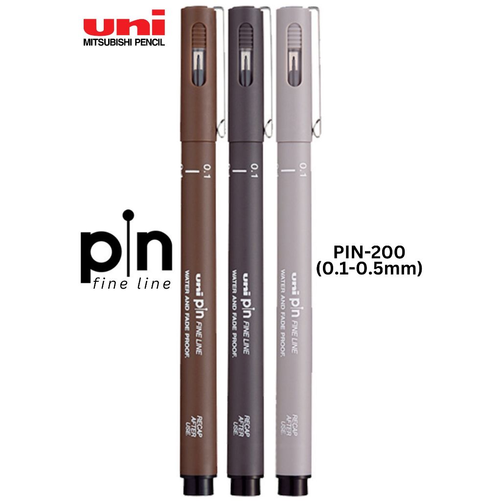 Uni PIN-200 Fine Liner Technical Drawing Pen (BROWN, GRAY) | Shopee ...