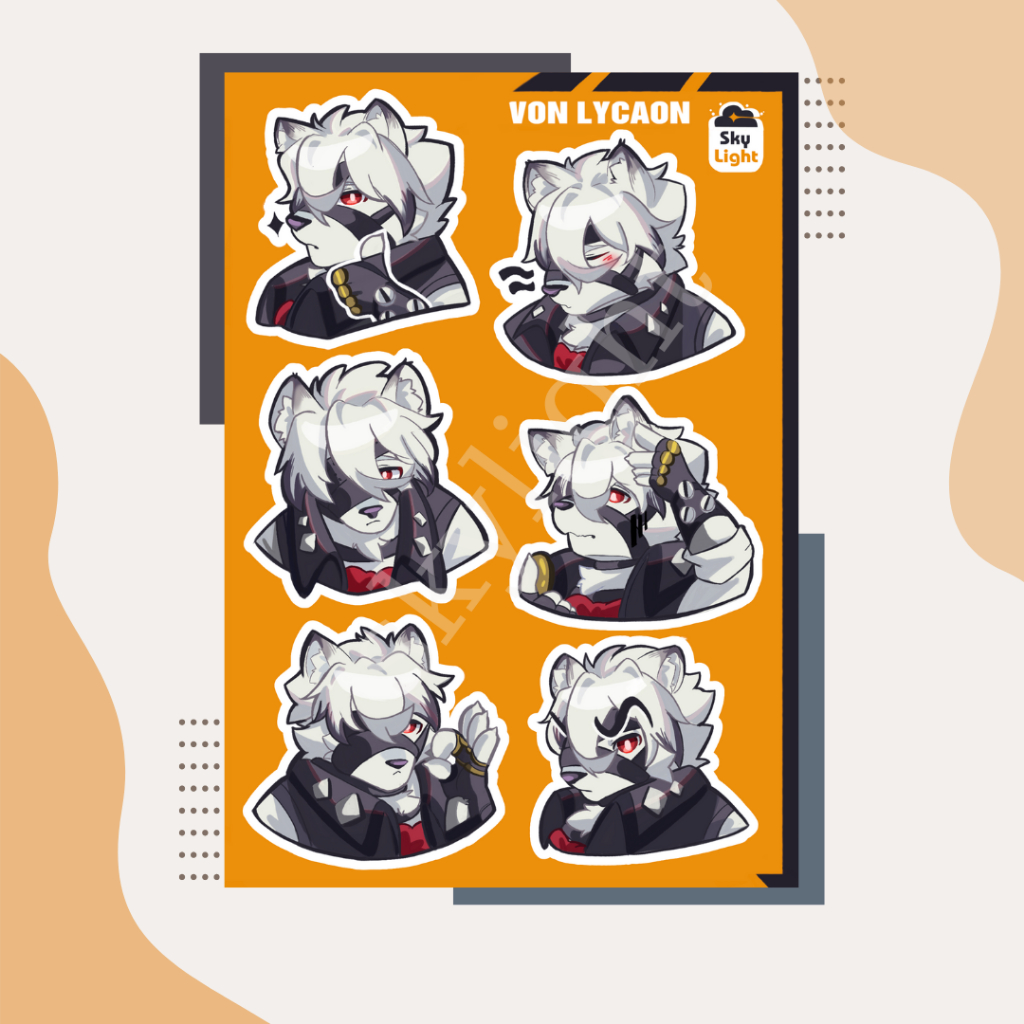 No.05 VON LYCAON - Sticker Furry Sheet A6 Waterproof Decal | Shopee ...