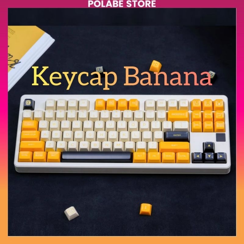 Keycap SA Banana Smile QXA profile PBT 2shot Mechanical Keyboard Polabe ...