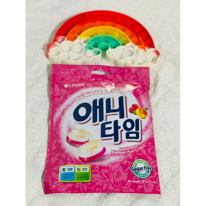 Lotte Anytime Xylitol Plum&Peach Sugar-Free Korean Lozenges (74g Pack ...