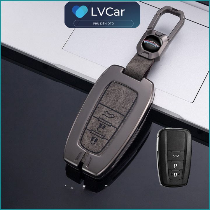 Car lock cover with metal rim and cowhide surface for Toyota Cross ...
