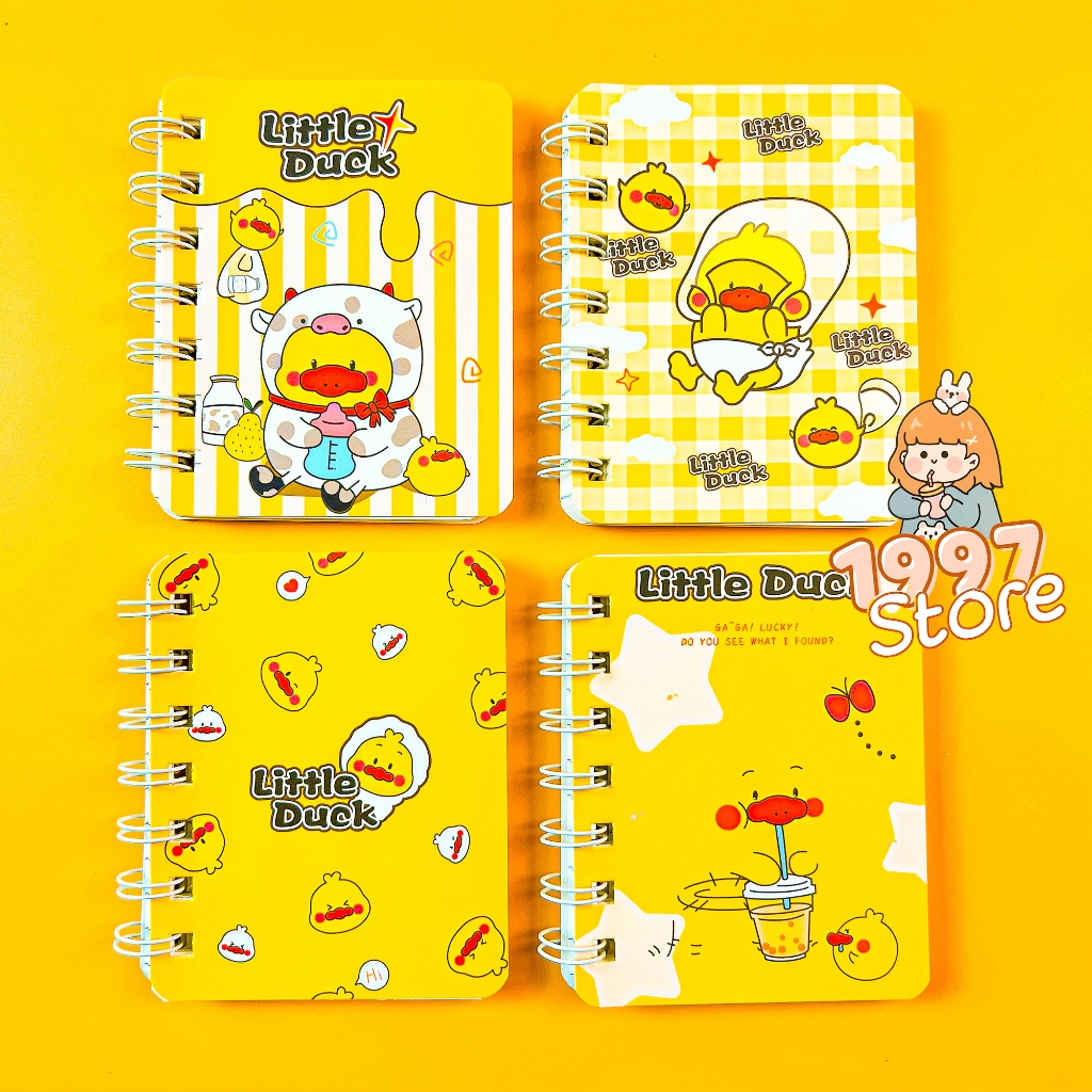 XO Set of 4 Little Duck spring notebooks, pocket-sized mini spring ...