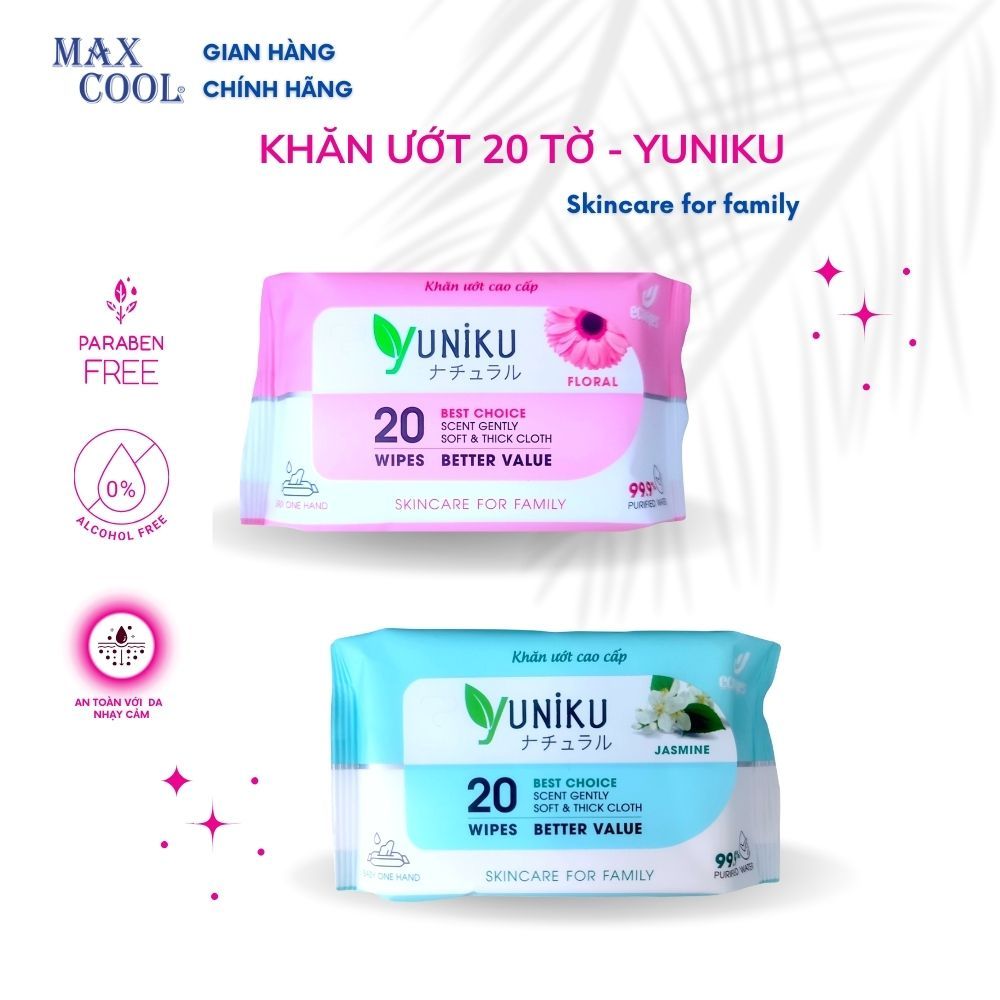 2 packs of 20 YUNIKU wet wipes (powder + jasmine) | Shopee Malaysia