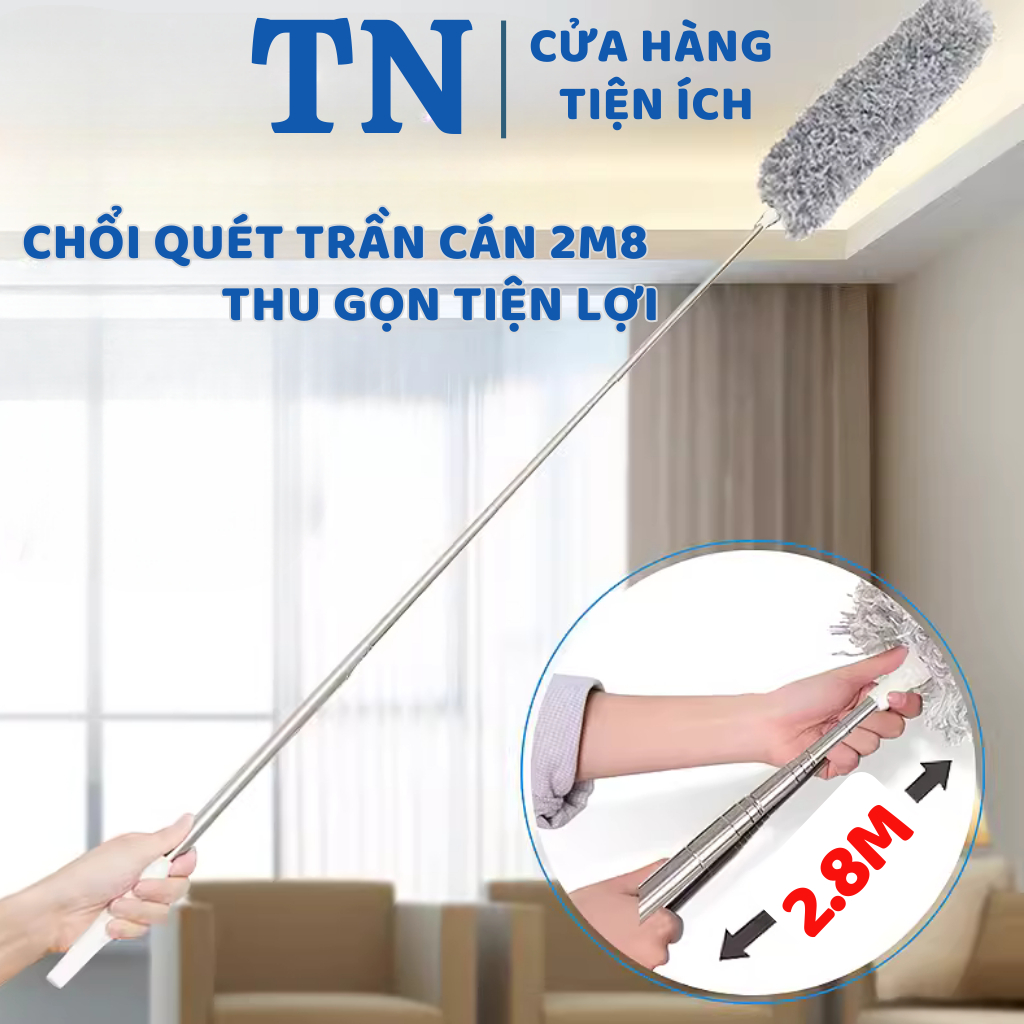 Foldable ceiling broom, 2m8 long handle, self-adjusting and flexible ...