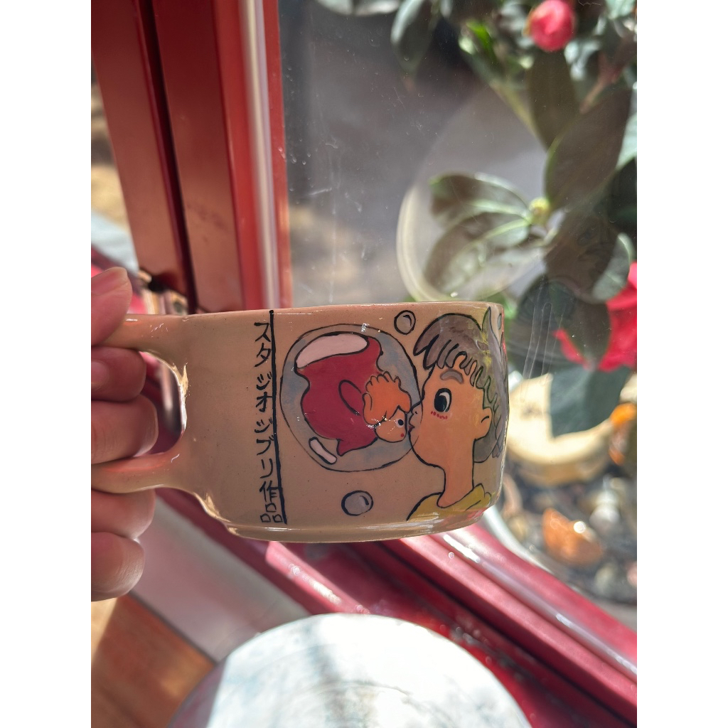 Handmade ceramic coffee cup and tea cup with Ghibli character Ponyo ...