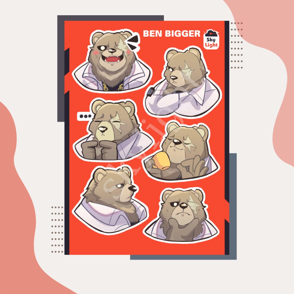 No.06 BEN BIGGER - Sticker Furry Sheet A6 Waterproof Decal | Shopee ...