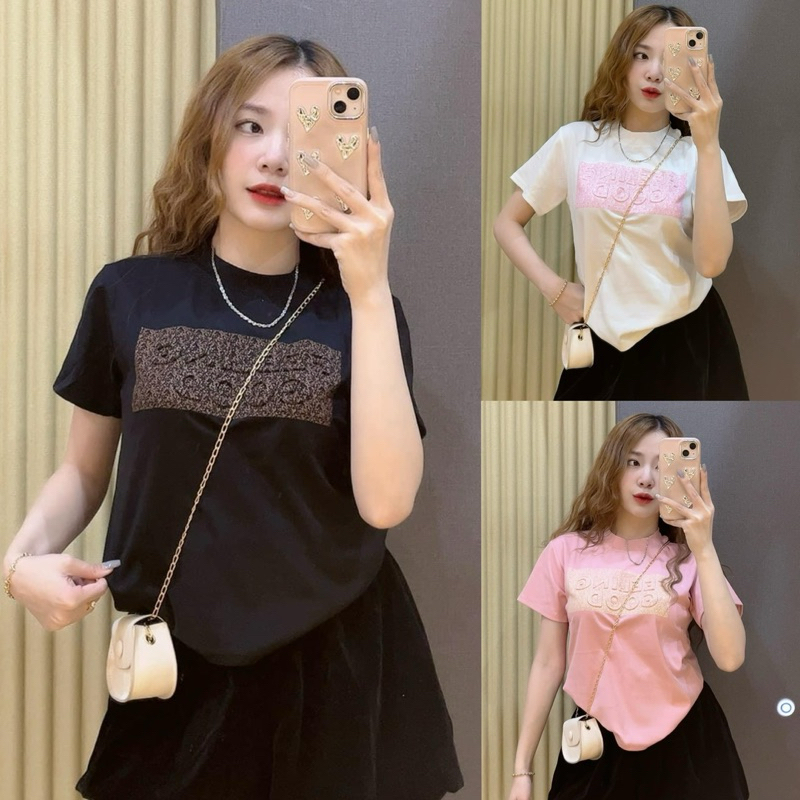 Women's Short Sleeve Light-Hugging T-Shirt With Embossed Color Schemes ...