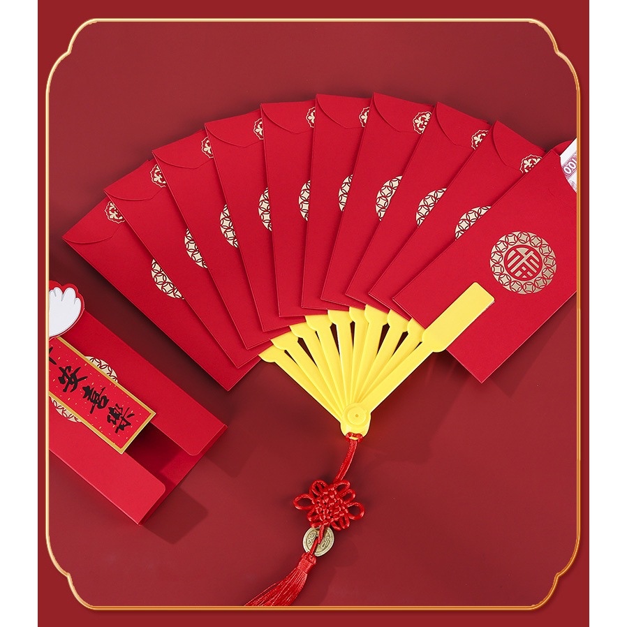 Red Envelopes CNY 2024 10-spoke 10-leaf fan 2024 Giap Thin creative ...