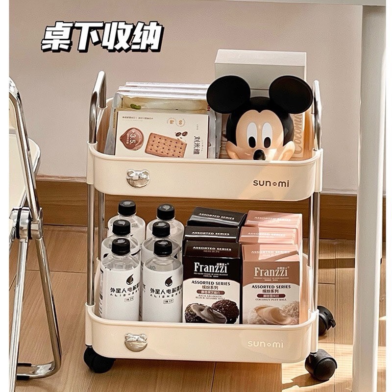 Multi-purpose storage shelf, 2-tier trolley shelf with 360-degree ...